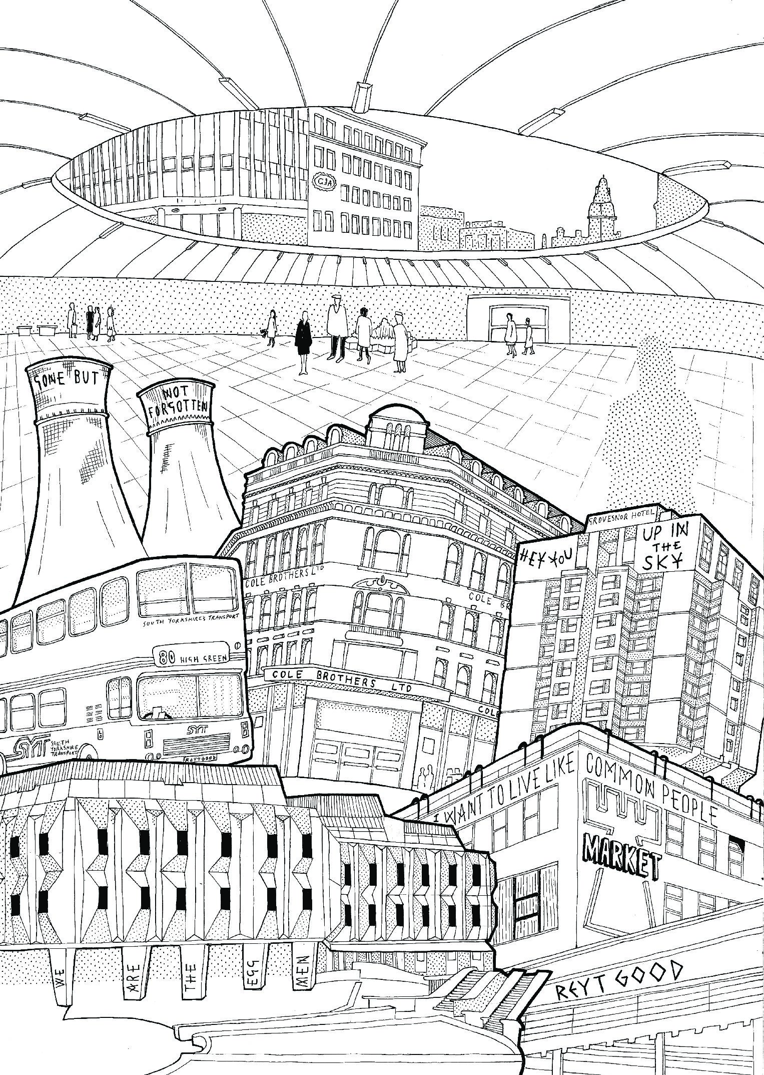 Reyt Good Illustration - Gone But Not Forgotten Sheffield Cityscape ...