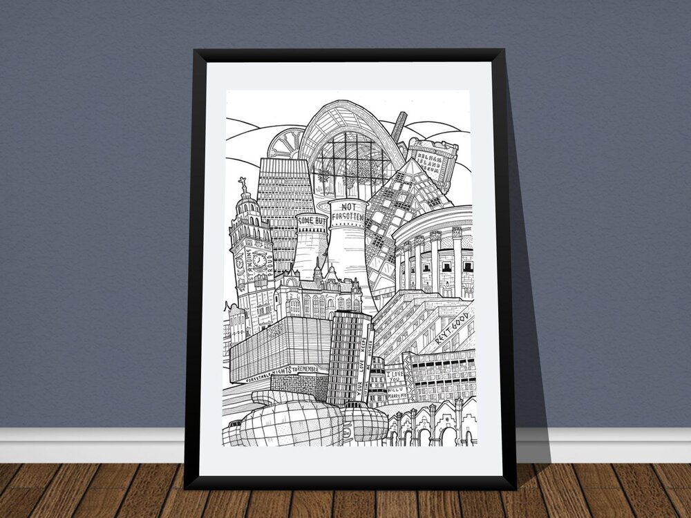 Reyt Good Illustration - Sheffield Cityscape - Print (Black and White)
