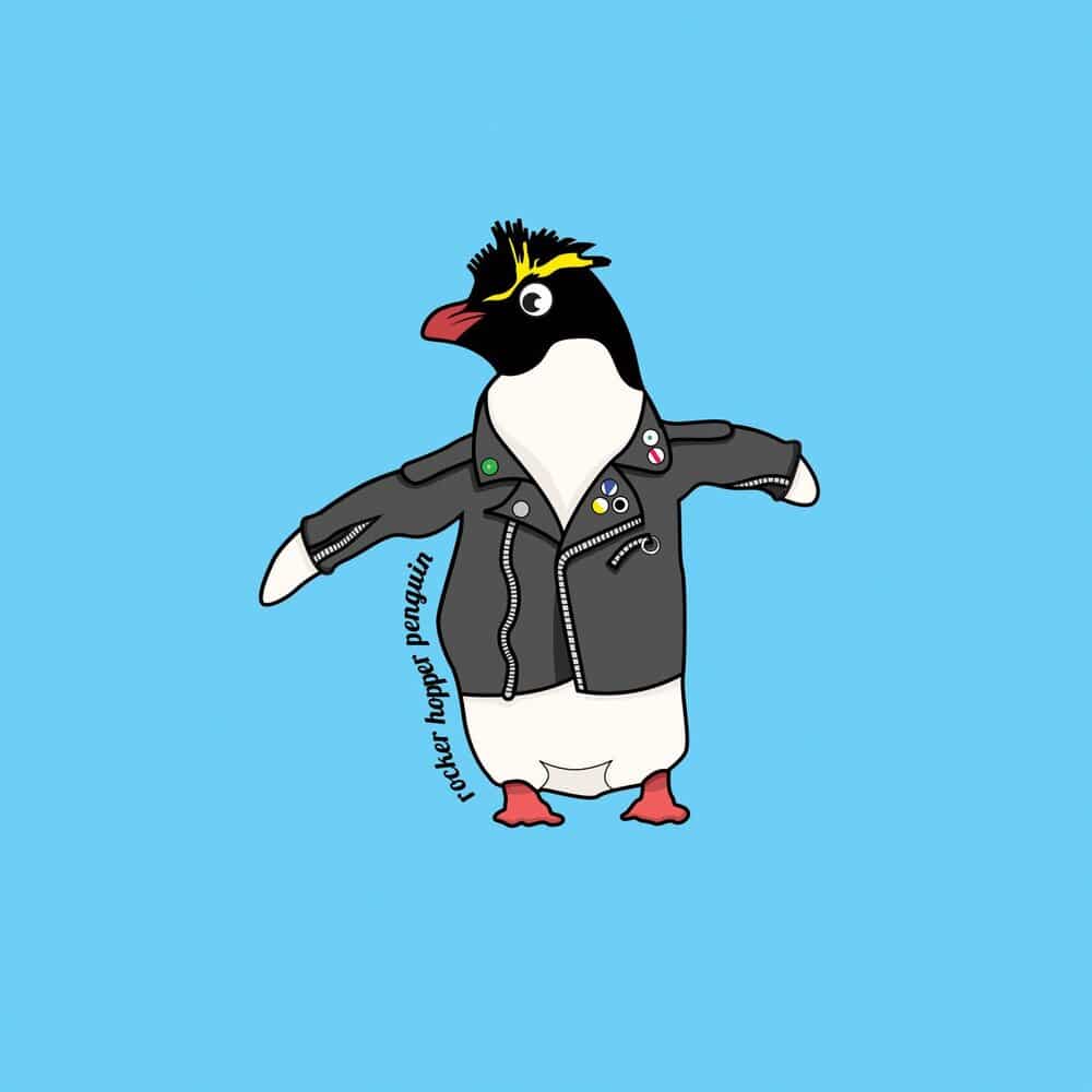 Reyt Good Illustration - Rocker Hopper Penguin' - Greeting Card