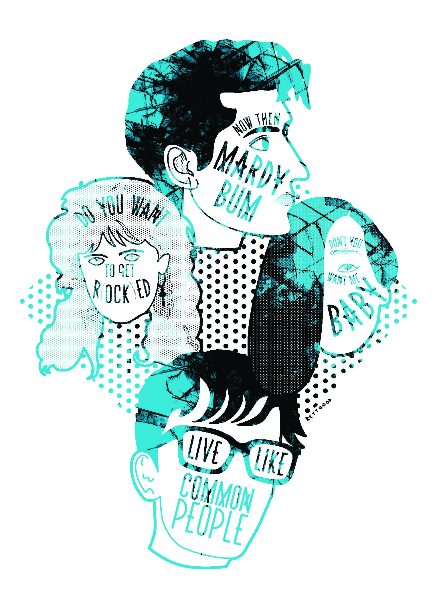 Reyt Good Illustration - Sheffield Music Legends - Print (Black and Blue)