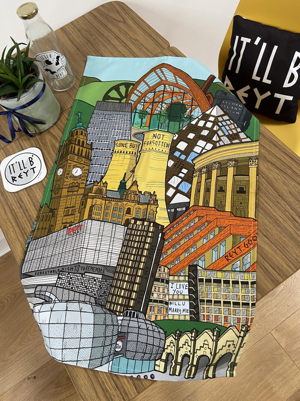 Reyt Good Illustration - Tea Towel - Sheffield Cityscape (Colour)