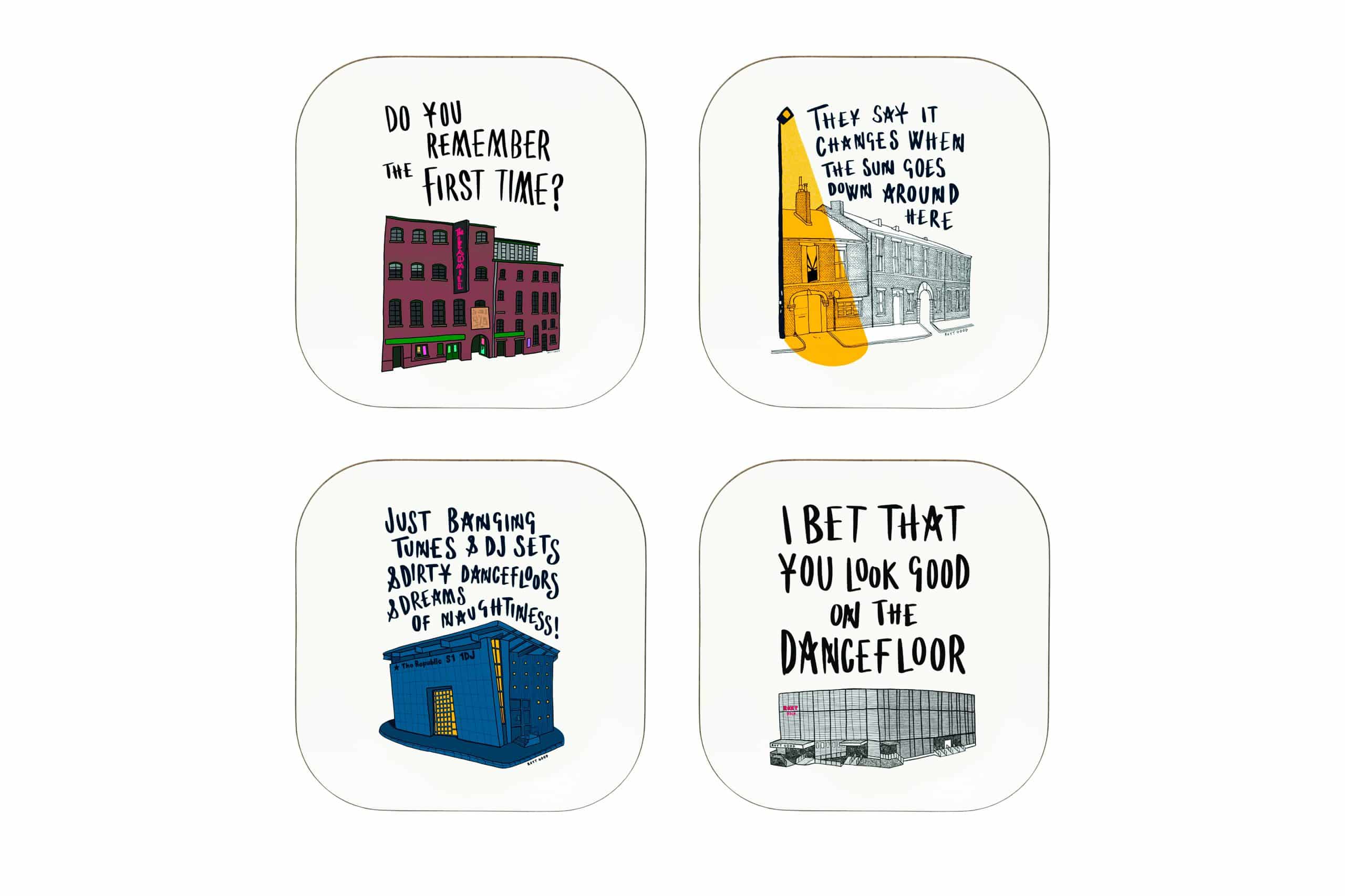 Reyt Good Illustration - Set of Four Coasters - Sheffield Music Edition