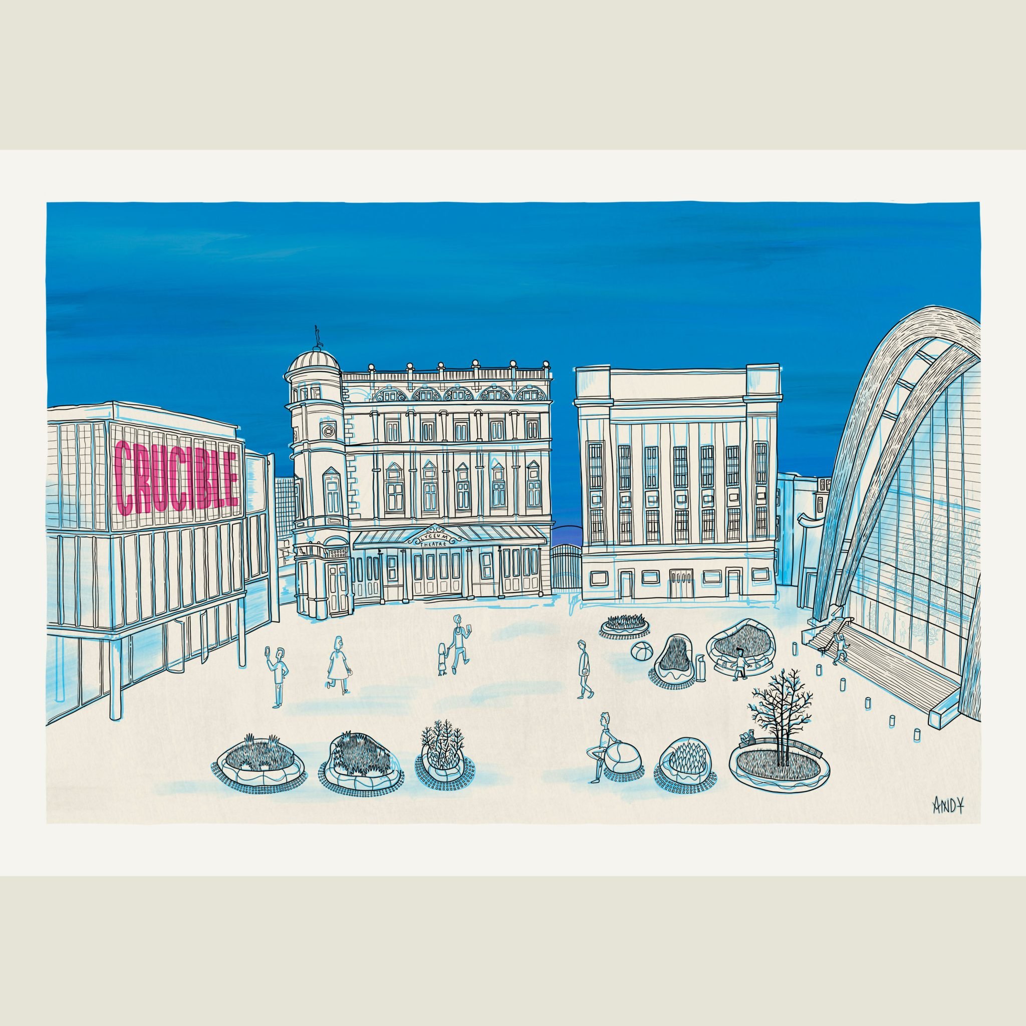 Sheffield Prints & Sheffield Cityscape Prints - Reyt Good Illustration